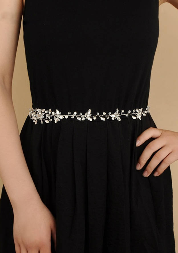 Charming Satin Sash With Crystal (M107557) - Sashes & Belts - FeelTimes